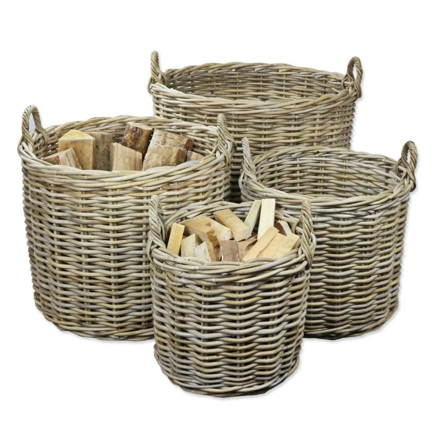 Grey Rattan Log Basket | Various Sizes – Geoghegans Of Navan