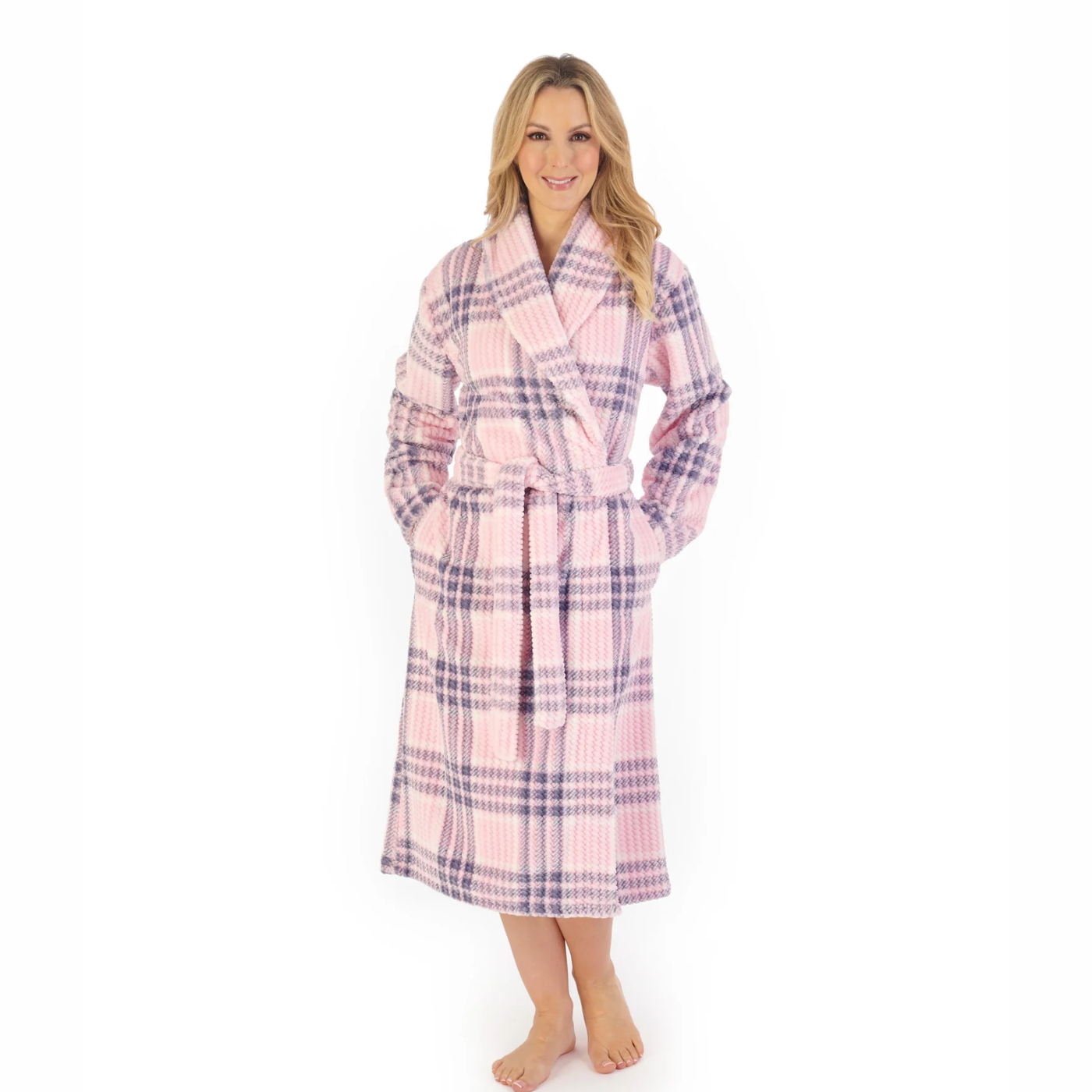 Slenderella Check Dressing Gown | Pink – Geoghegans Of Navan