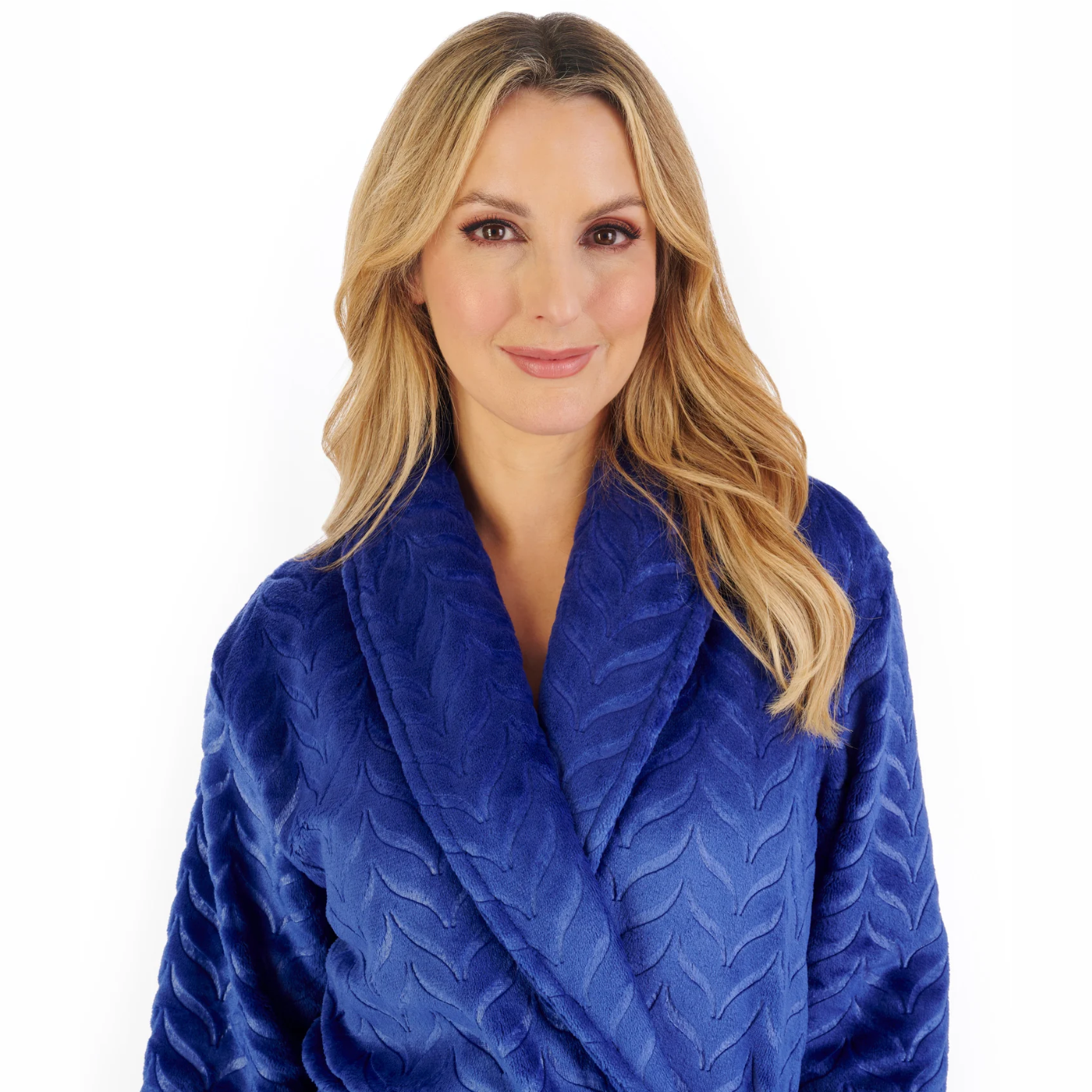 Slenderella Embossed Pattern Fleece Dressing Gown | Blue – Geoghegans ...